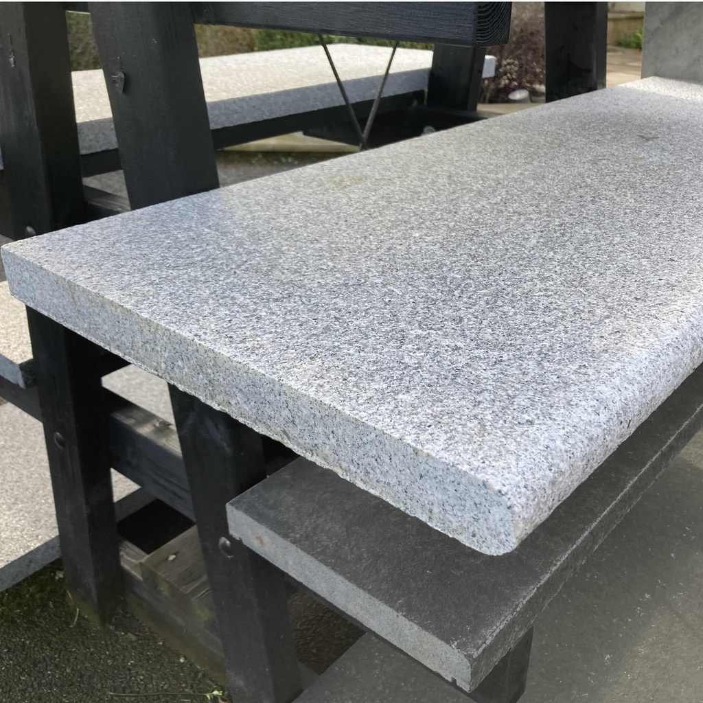 Granite Step Silver Grey Bullnosed Flamed | Rock Unique Ltd